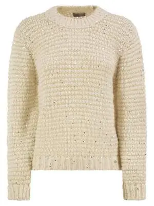Herno Alpaca-blend Jumper With Sequins - Cream