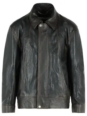 GOLDEN GOOSE Prince' Leather Bomber Jacket - Brown