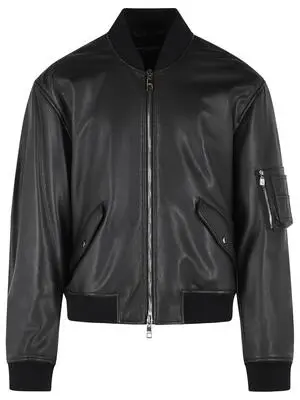 DOLCE & GABBANA Dolce & Gabbana Black Leather Bomber Jacket Men