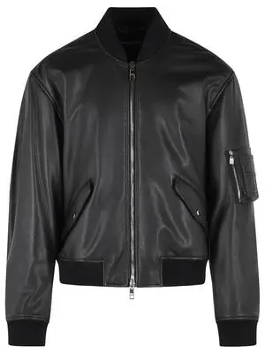 DOLCE & GABBANA Dolce & Gabbana Black Leather Bomber Jacket Men