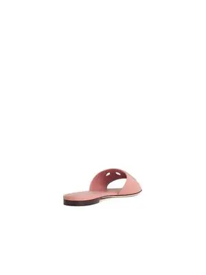 Dolce & Gabbana Leather Slippers - Pink