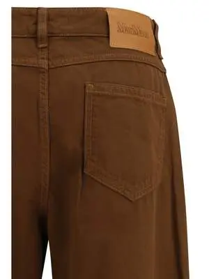 Max Mara Cotton Satin Baggy Pants - Brown