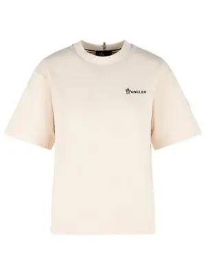 Moncler Ivory White Cotton T-shirt - Cream