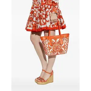Dolce & Gabbana Majolica Print Tote Bag - White