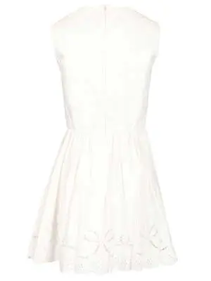 SELF-PORTRAIT Embroidered Cotton Mini Dress - White