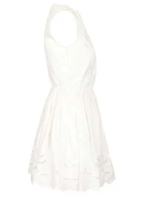 SELF-PORTRAIT Embroidered Cotton Mini Dress - White