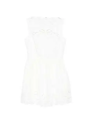 SELF-PORTRAIT Embroidered Cotton Mini Dress - White