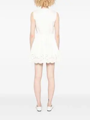 SELF-PORTRAIT Embroidered Cotton Mini Dress - White
