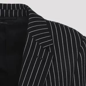 TOM FORD Striped Wool Barathea Jacket - Black