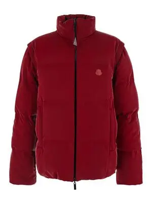 Moncler Throttle' Blue Reversible Down Jacket With Removable Sleeves And Logo Patch On The Front In Tech Fabric Stretch - Multicolor