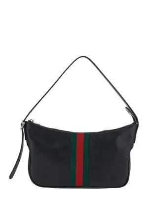 Gucci Lunetta' Handbag With Adjustable And Removable Shoulder Strap And Web Stripe On The Front In Leather For - Black