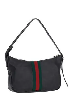 Gucci Lunetta Bag With Web Stripe - Black