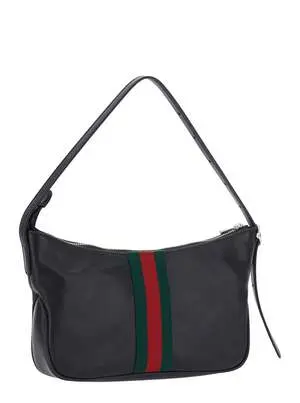 Gucci Lunetta Bag With Web Stripe - Black