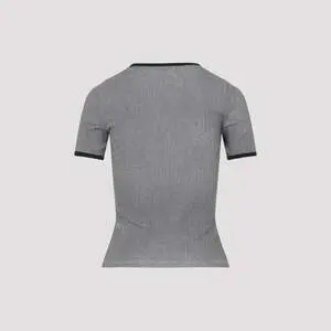 COURREGES Houndstooth Cotton Contrast T-shirt - Black