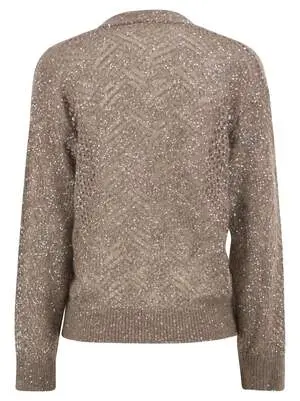Brunello Cucinelli Openwork Mohair Cardigan With Sequins