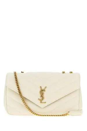 Saint Laurent Leather Loulou Shoulder Bag - White