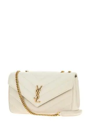 Saint Laurent Leather Loulou Shoulder Bag - White
