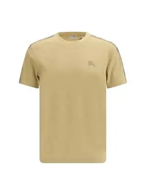 Burberry T-shirt With Check Trims - Cream