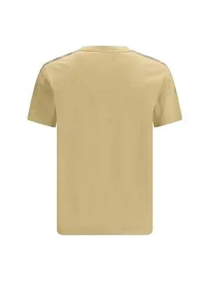Burberry T-shirt With Check Trims - Cream