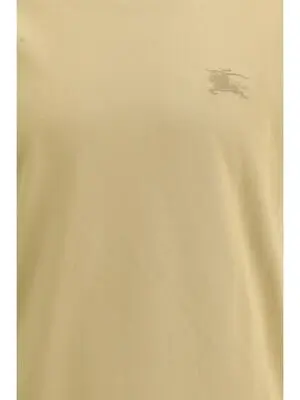 Burberry T-shirt With Check Trims - Cream