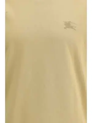 Burberry T-shirt With Check Trims - Cream