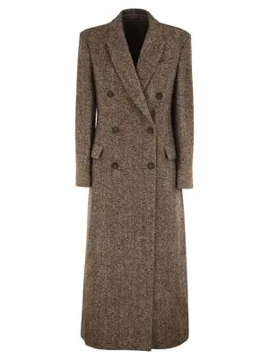 Brunello Cucinelli Double-breasted Wool And Alpaca Herringbone Coat