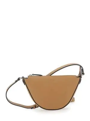 Fendi Melon' Beige Crossbody Bag With Half-moon Silhouette And Logo Lettering On The Front In Grained Leather For - Cream