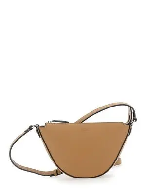 Fendi Melon' Beige Crossbody Bag With Half-moon Silhouette And Logo Lettering On The Front In Grained Leather For - Cream