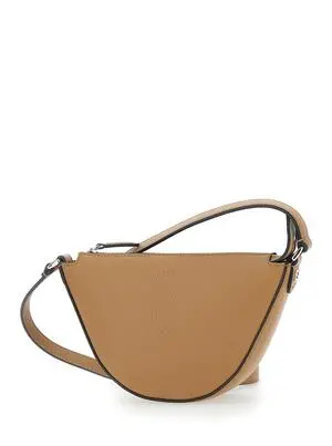 Fendi Melon' Beige Crossbody Bag With Half-moon Silhouette And Logo Lettering On The Front In Grained Leather For - Cream
