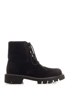 Loewe Sierra Combat Ankle Boot In Suede - Black