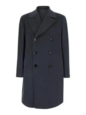 Tagliatore Arden' Double-breasted Coat With Notched Revers And Half Belt In Wool For - Gray