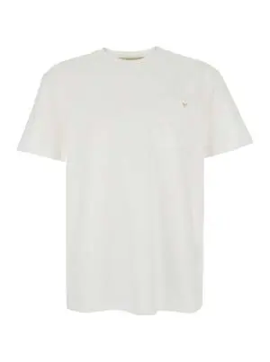 Valentino Garavani White T-shirt With Pocket With Metallic Vlogo In Cotton For - Multicolor