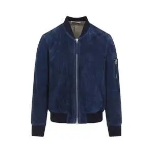 TOM FORD Soft Suede Bomber - Blue