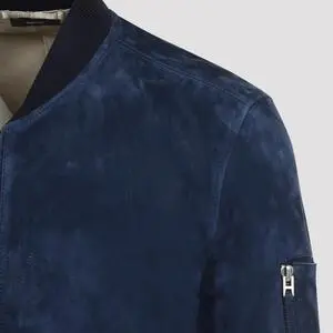 TOM FORD Soft Suede Bomber - Blue
