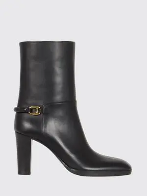 Saint Laurent Mid Calf High Heel Boots - Black