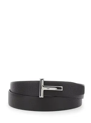 TOM FORD Belt With T Buckle Plate In Leather For - Brown