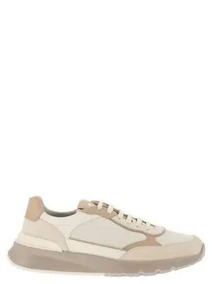 Brunello Cucinelli Multicolour Leather And Suede Runner Sneakers - Cream