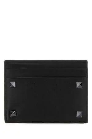 Valentino Garavani Leather Rockstud Card Holder - Black