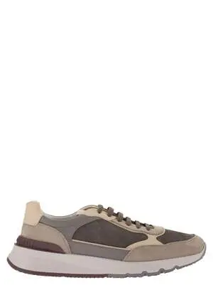 Brunello Cucinelli Leather And Suede Runner Sneakers - Gray