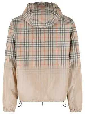 Burberry Hooded Jacket And 'check' Shaded Sand Beige