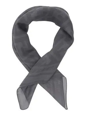 Fendi Scarf With Ff Motif All-over In Blend Wool And Silk - Gray