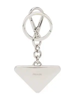Prada Saffiano Leather And Metal Keychain