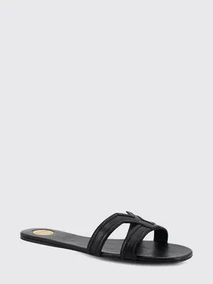 Saint Laurent Mabrouka Vegetable-tanned Leather Slippers - Black