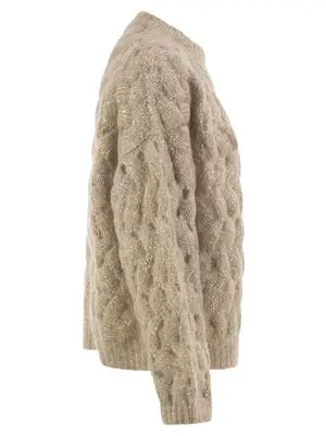 Brunello Cucinelli Openwork Mohair Sweater With Sequins