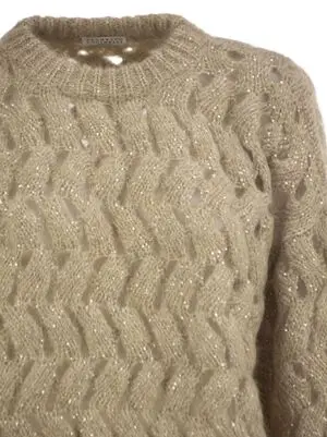 Brunello Cucinelli Openwork Mohair Sweater With Sequins