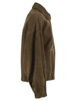 Brunello Cucinelli Suede Leather Bomber Jacket