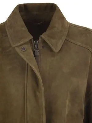 Brunello Cucinelli Suede Leather Bomber Jacket