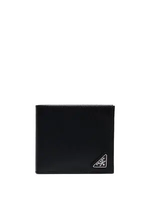 Prada Portafoglio Bi-fold Con Portamonete In Pelle Saffiano - Black