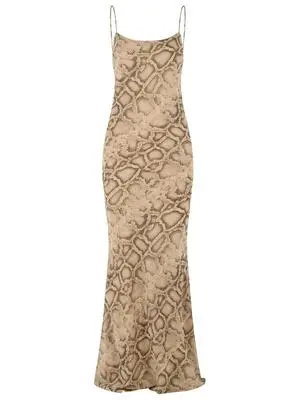 Andamane Snake Print 'ninfea' Polyester Dress - Cream