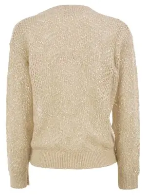 Brunello Cucinelli Openwork Mohair Sweater With Sequins